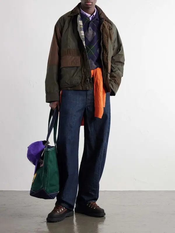 Polo Ralph Lauren Patchwork Corduroy-trimmed Waxed Cotton Jacket
