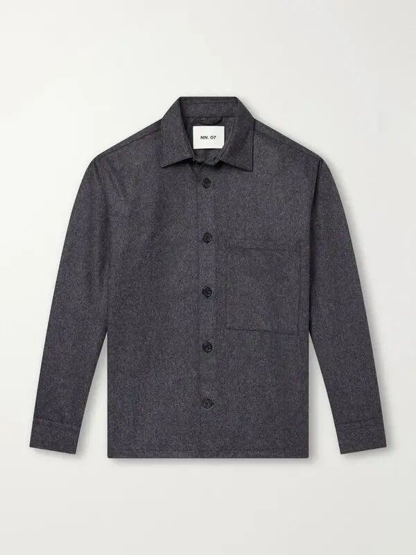 Nn07 Freddy Herringbone Wool-blend Shirt