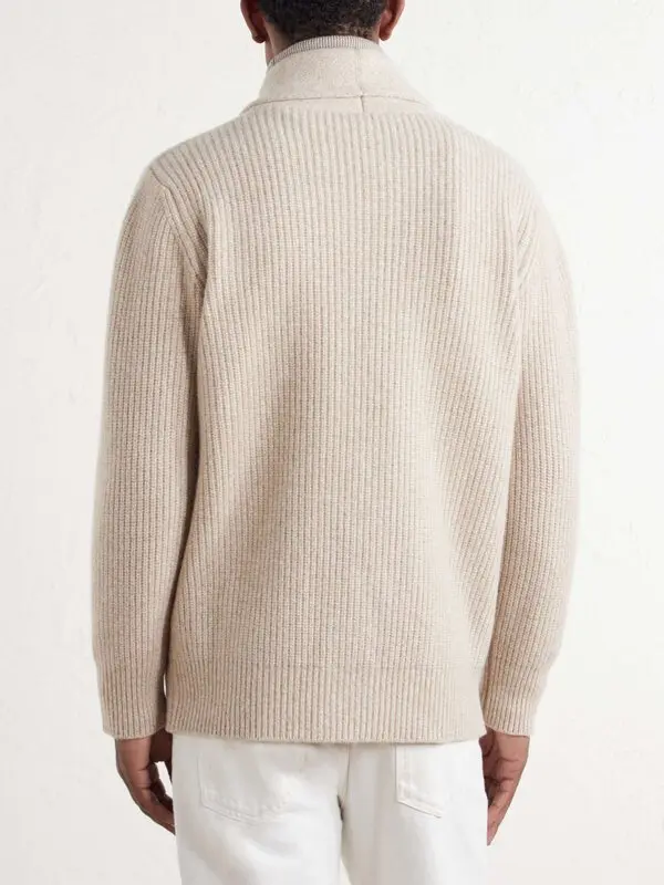 DE PETRILLO Ribbed Merino Wool And Cashmere-blend Cardigan