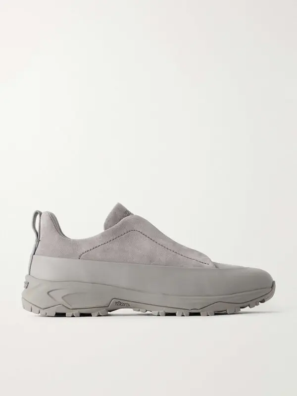 Zegna Triple Stitch™ Monte Leather-trimmed Suede Slip-on Sneakers