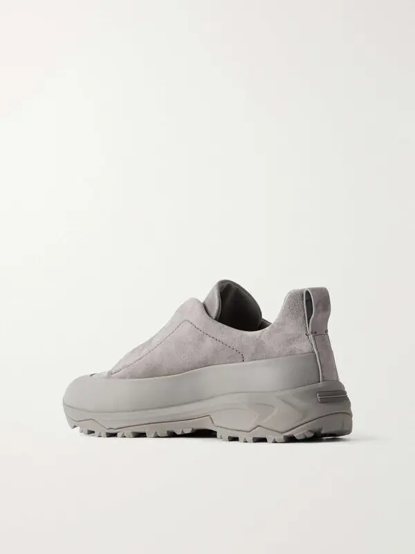 Zegna Triple Stitch™ Monte Leather-trimmed Suede Slip-on Sneakers