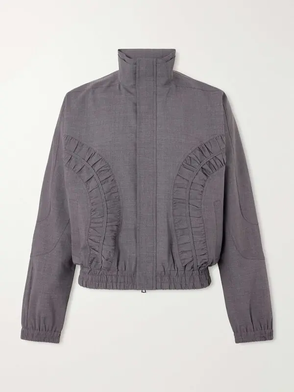 SAGE NATION Fossil Ruched Panelled Twill Blouson Jacket
