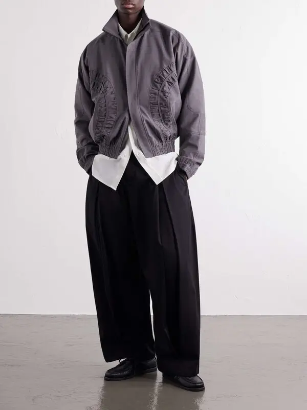 SAGE NATION Fossil Ruched Panelled Twill Blouson Jacket