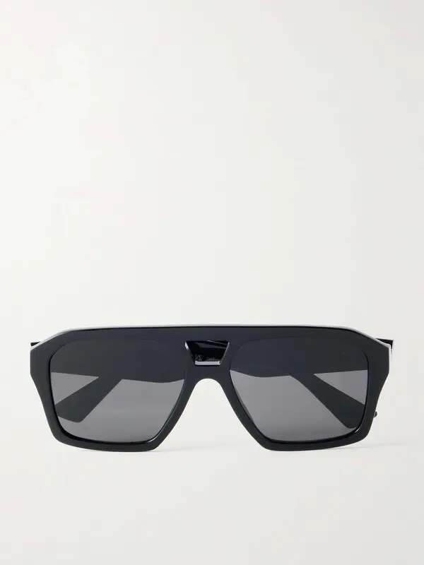 Bottega Veneta New Entry Ribbon Aviator-style Recycled Acetate Sunglasses - Black