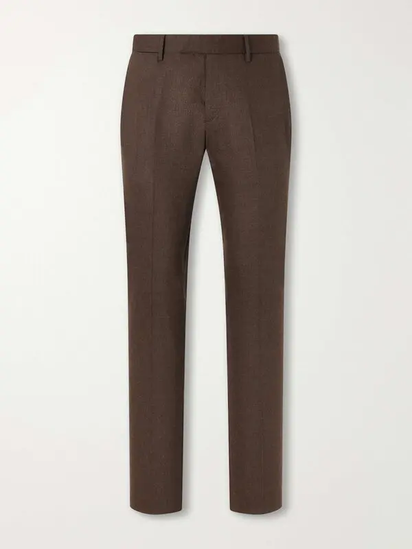 Sunspel Straight-leg Stretch Wool-blend Flannel Trousers