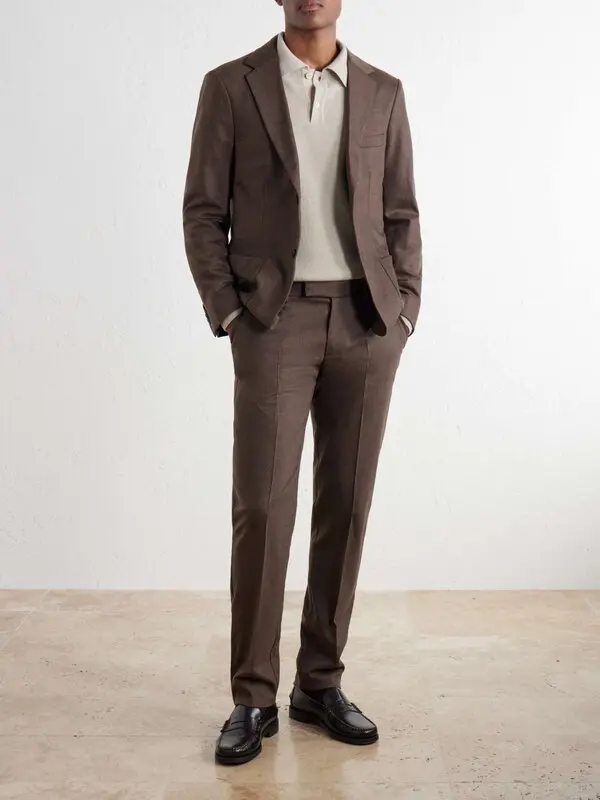 Sunspel Straight-leg Stretch Wool-blend Flannel Trousers