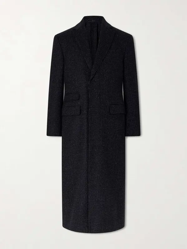 Dunhill Checked Wool, Silk And Cashmere-blend Coat