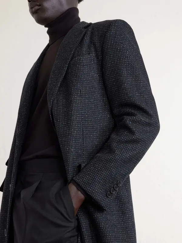 Dunhill Checked Wool, Silk And Cashmere-blend Coat