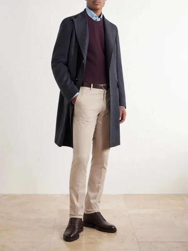 Canali Tapered Stretch Cotton-twill Trousers