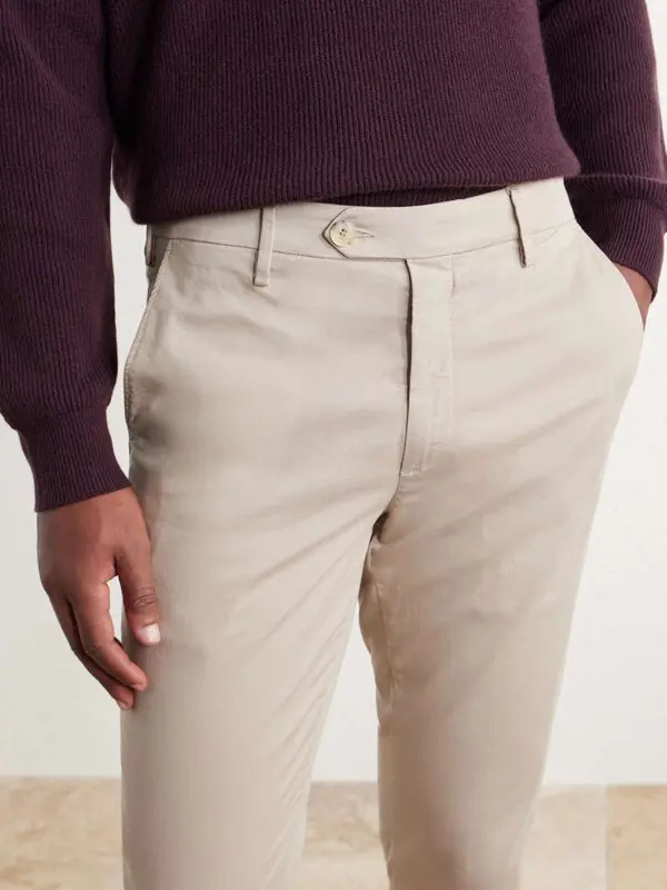 Canali Tapered Stretch Cotton-twill Trousers