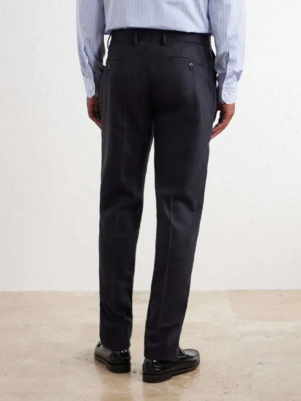 Sunspel Straight-leg Stretch Wool-blend Flannel Trousers