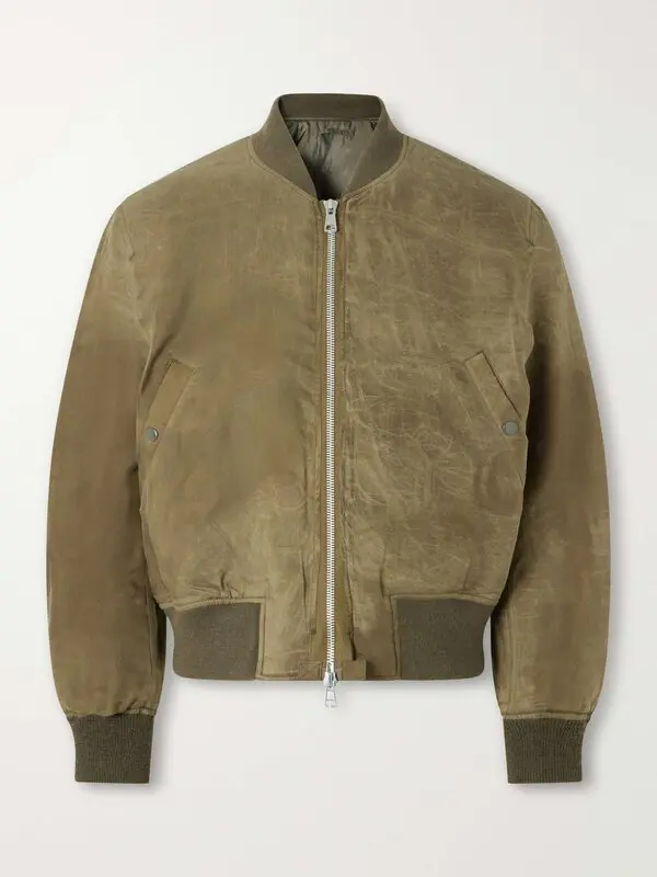 Our Legacy Distressed Waxed Shell Bomber Jacket