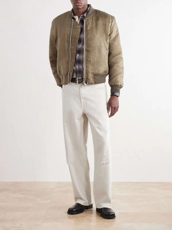 Our Legacy Distressed Waxed Shell Bomber Jacket