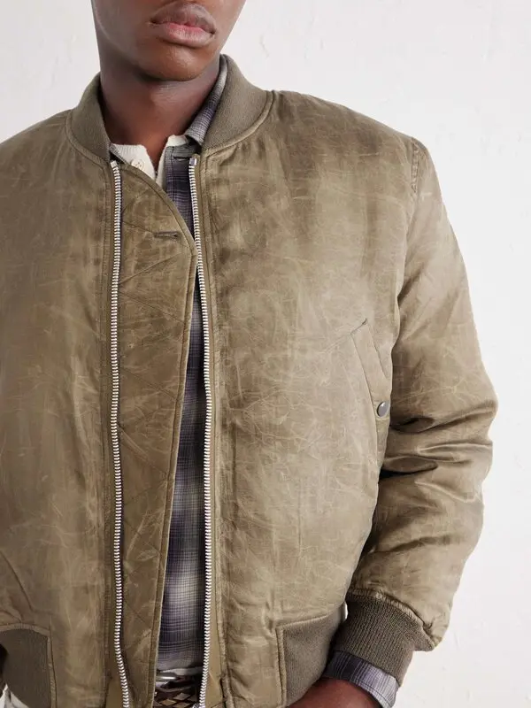 Our Legacy Distressed Waxed Shell Bomber Jacket