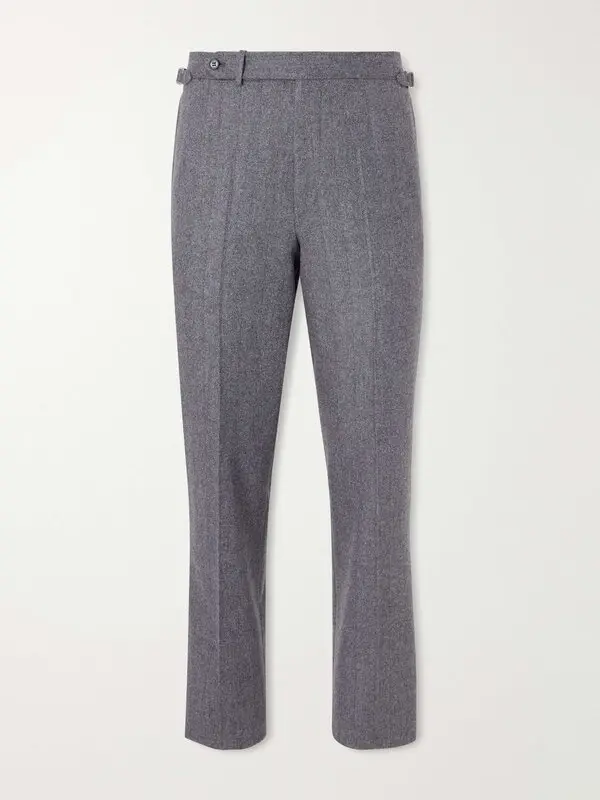 Dunhill Straight-leg Herringbone Wool And Cashmere-blend Trousers