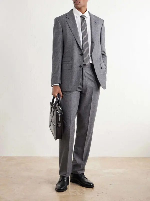 Dunhill Straight-leg Herringbone Wool And Cashmere-blend Trousers