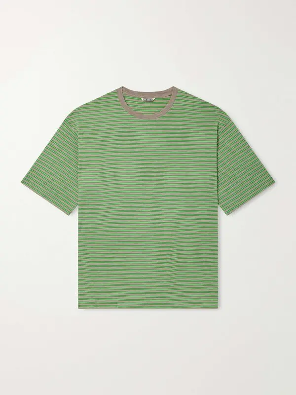 Auralee Striped Wool-jersey T-shirt