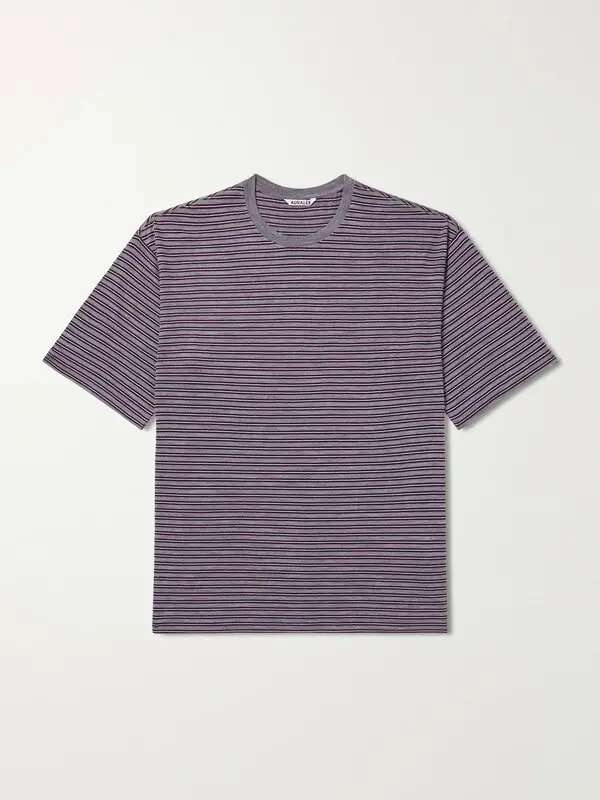 Auralee Striped Wool-jersey T-shirt