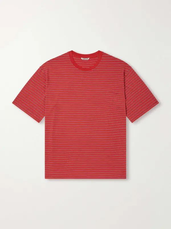 Auralee Striped Wool-jersey T-shirt