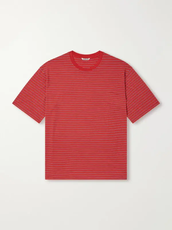 Auralee Striped Wool-jersey T-shirt