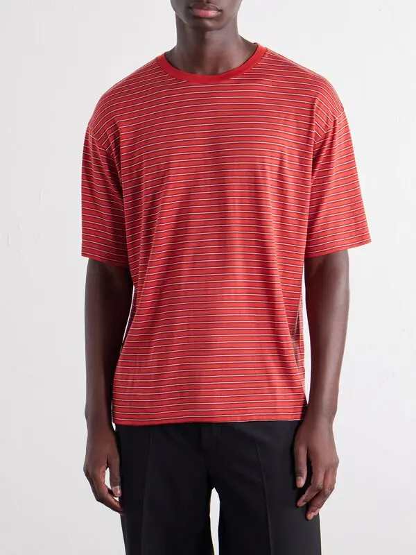 Auralee Striped Wool-jersey T-shirt