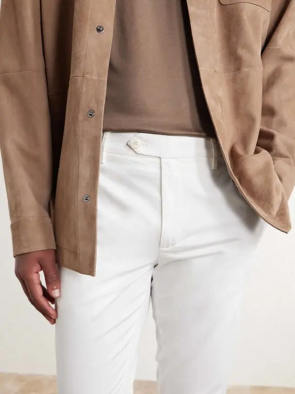 Canali Tapered Stretch Cotton-twill Trousers