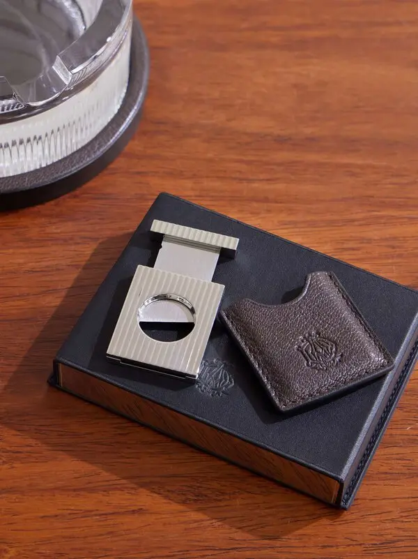 Dunhill Steel And Leather Cigar Cutter Case