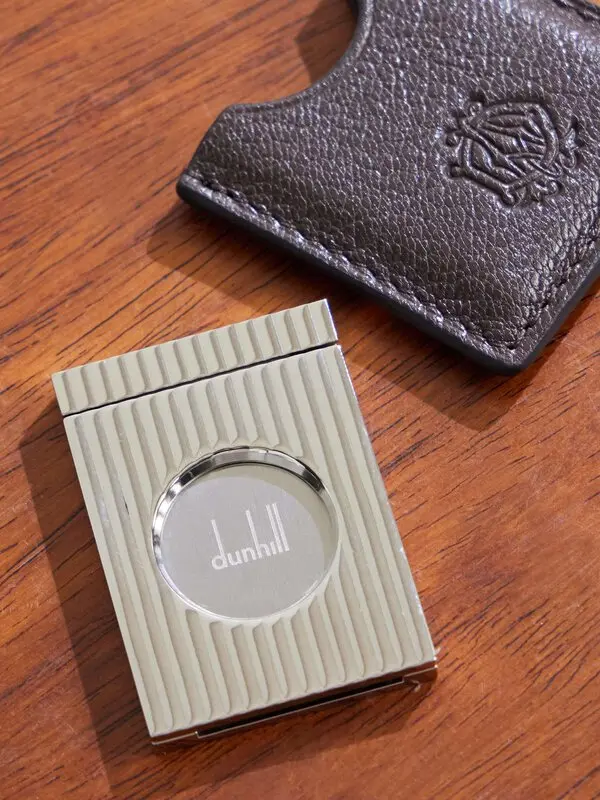 Dunhill Steel And Leather Cigar Cutter Case