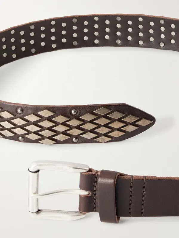 Our Legacy Abstract Snake Embellished Leather Belt