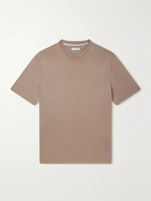 Canali Cotton-jersey T-shirt - Brown