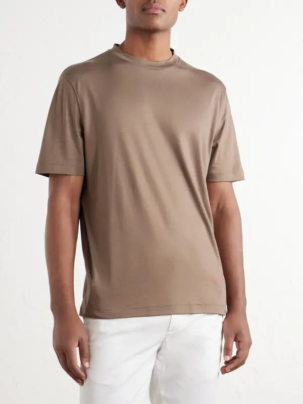Canali Cotton-jersey T-shirt - Brown