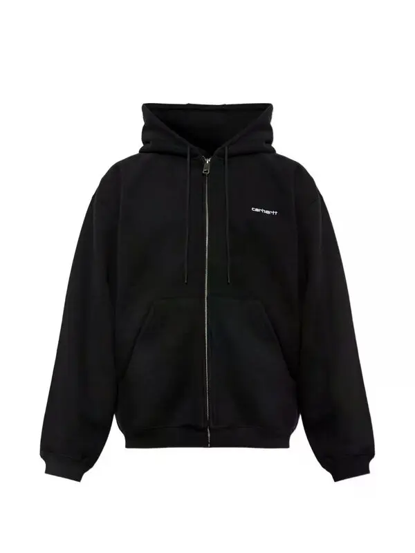 Carhartt Work In Progress Ebbert Logo-embroidered Zip-up Hoodie - Black