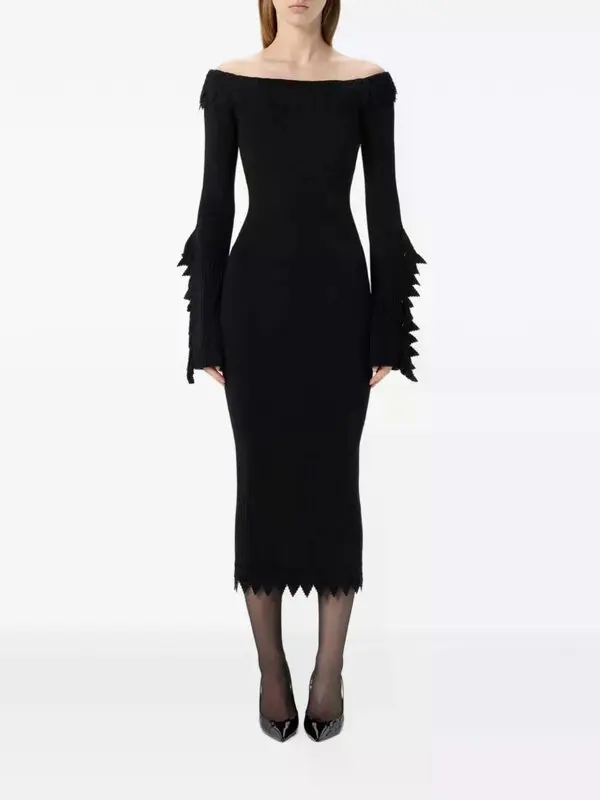 Blumarine Ruffled Off-the-shoulder Midi Dress