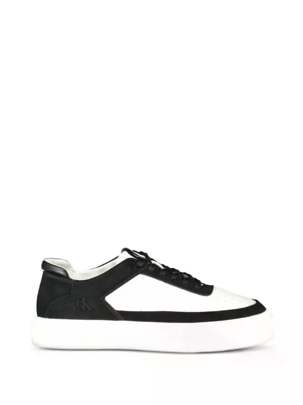 Calvin Klein Leather And Suede Signature Panelled Platform Sneakers - White