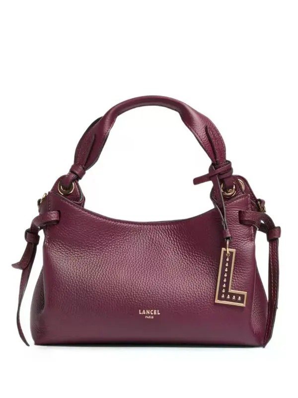 LANCEL Swann Grained Leather Tote Bag - Red