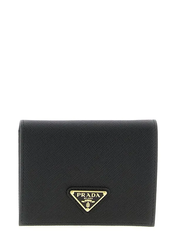 Prada Logo Leather Wallet - Black