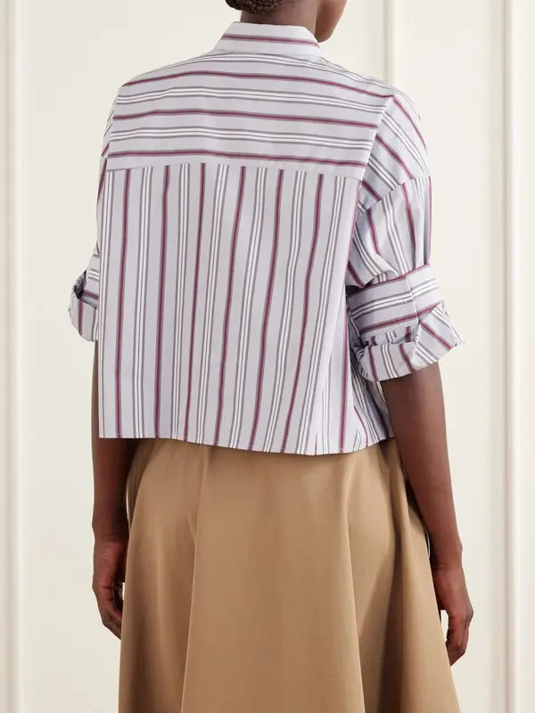 TWP Next Ex Cropped Striped Cotton-poplin Shirt