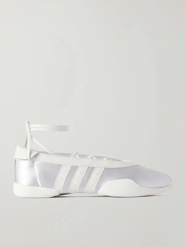 ADIDAS ORIGINALS Taekwondo Mei Lace-up Satin Ballet Flats - Silver