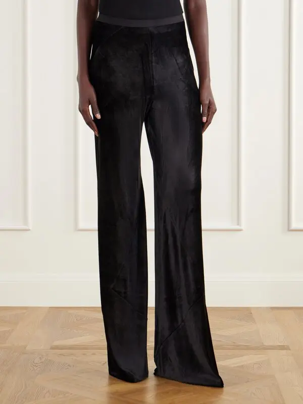 Rick Owens Velvet Wide-leg Pants - Black