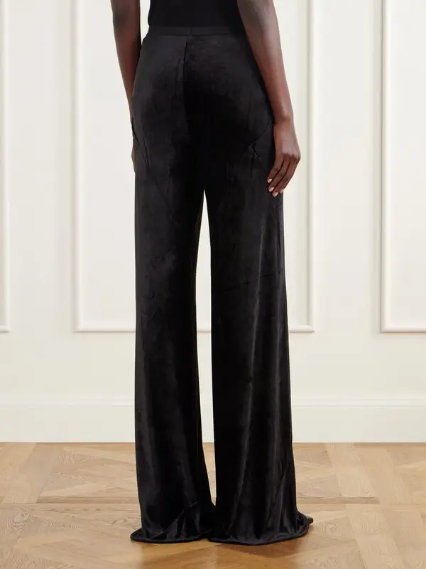 Rick Owens Velvet Wide-leg Pants - Black