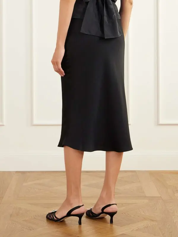 Bernadette Chuck Belted Duchess-satin Knee Length Skirt