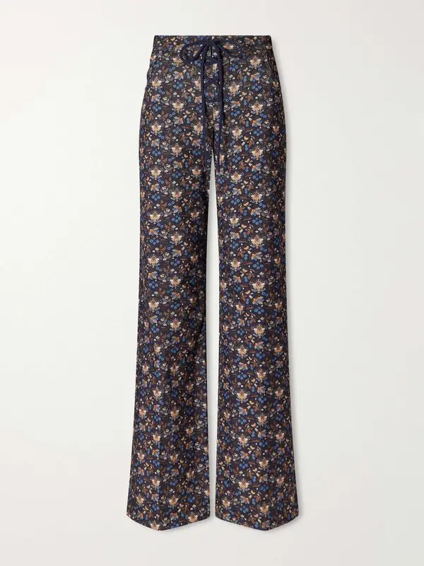 Alix Of Bohemia Cooper Indigo Kilim Floral-print Cotton-corduroy Flared Pants - Multi