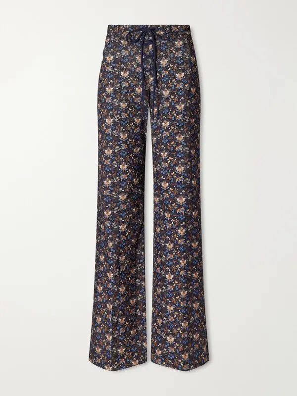 Alix Of Bohemia Cooper Indigo Kilim Floral-print Cotton-corduroy Flared Pants - Multi