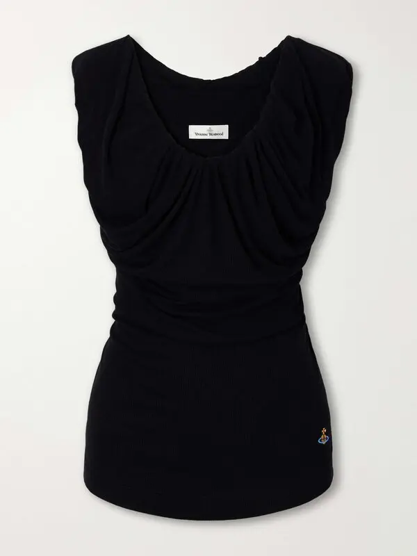 VIVIENNE WESTWOOD Ginnie Off-the-shoulder Gathered Ribbed Jersey Blouse