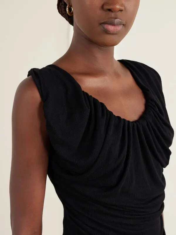VIVIENNE WESTWOOD Ginnie Off-the-shoulder Gathered Ribbed Jersey Blouse