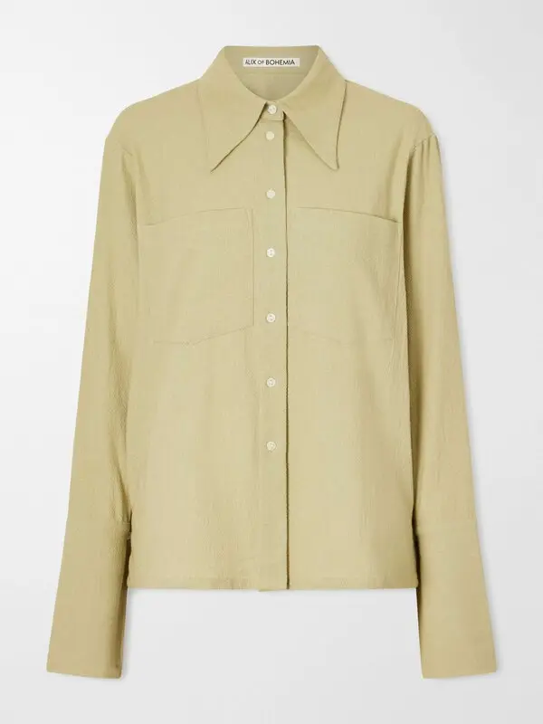 Alix Of Bohemia Delta Textured Cotton Shirt - Green