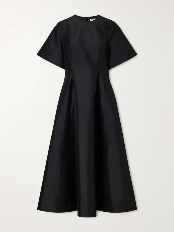Bernadette Madeline Paneled Taffeta Midi Dress - Black