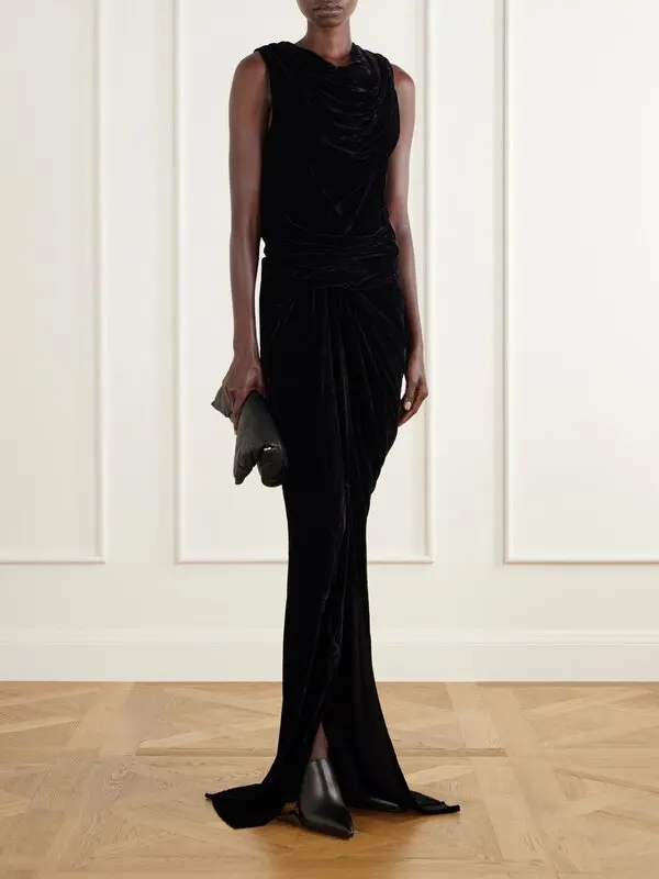 Rick Owens Strutter Draped Velvet Gown