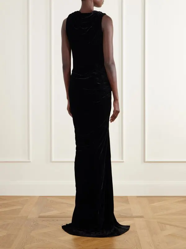 Rick Owens Strutter Draped Velvet Gown
