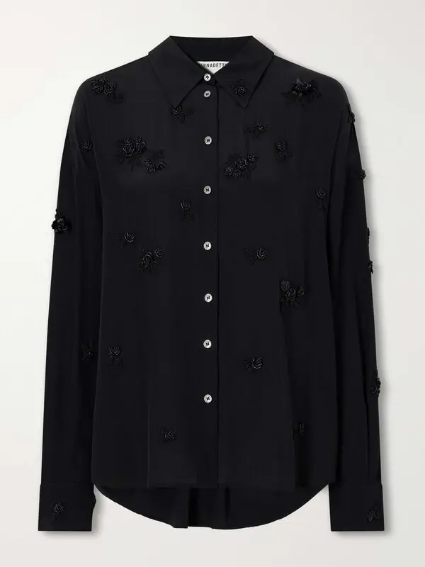 Bernadette Everett Floral-embellished Silk Shirt